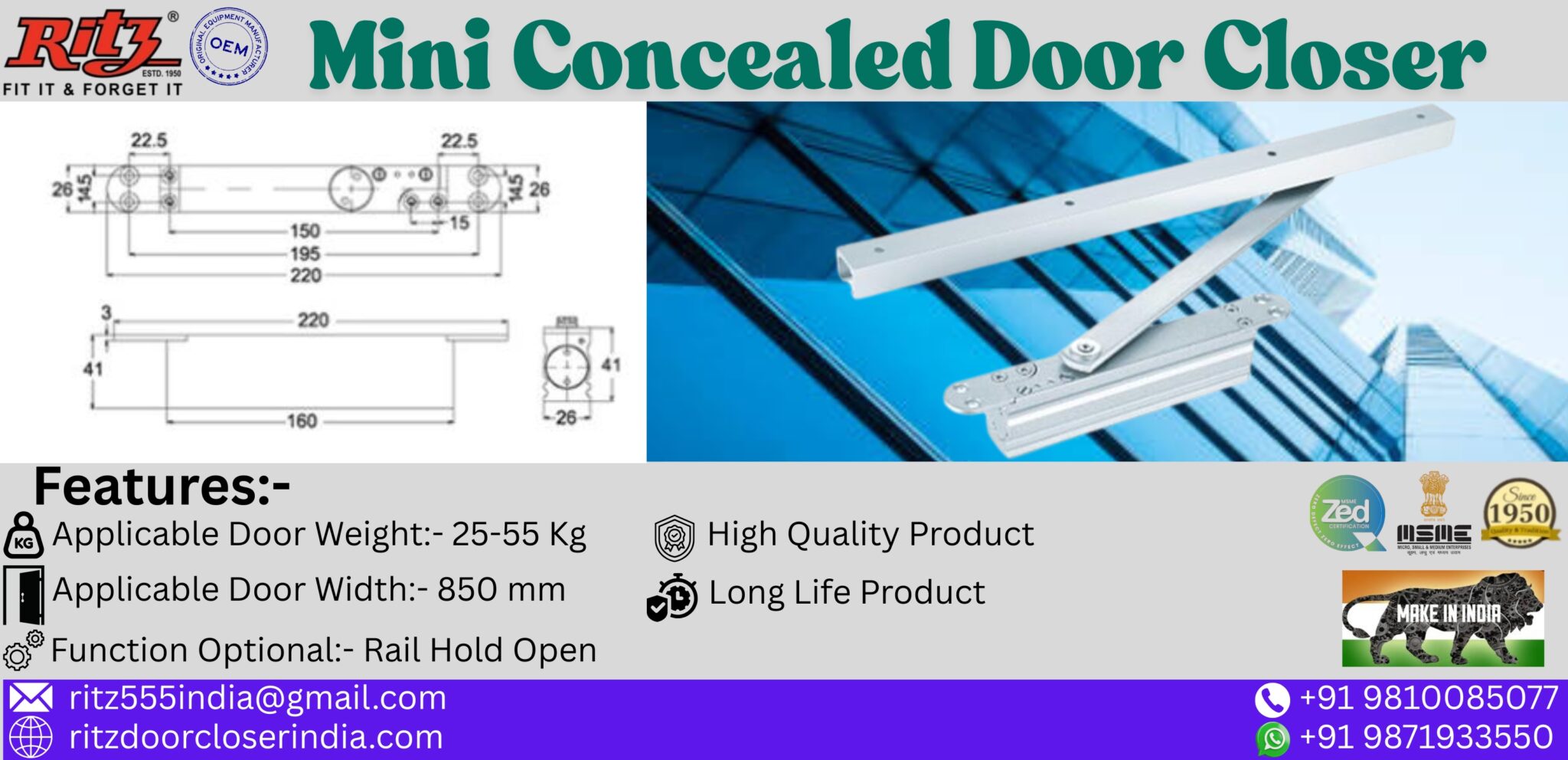 Mini Concealed Door Closer